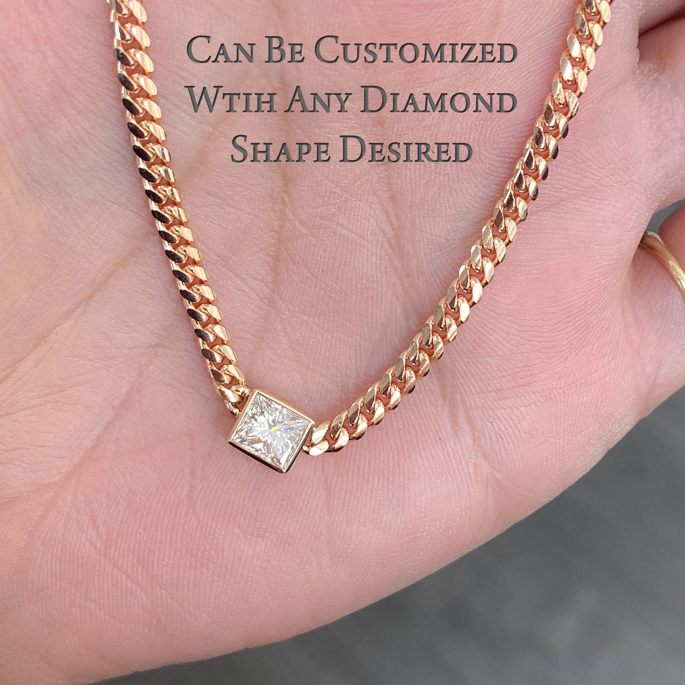 14K Gold Diamond Heart Solitaire Miami Cuban Link Chain Necklace – Nana ...