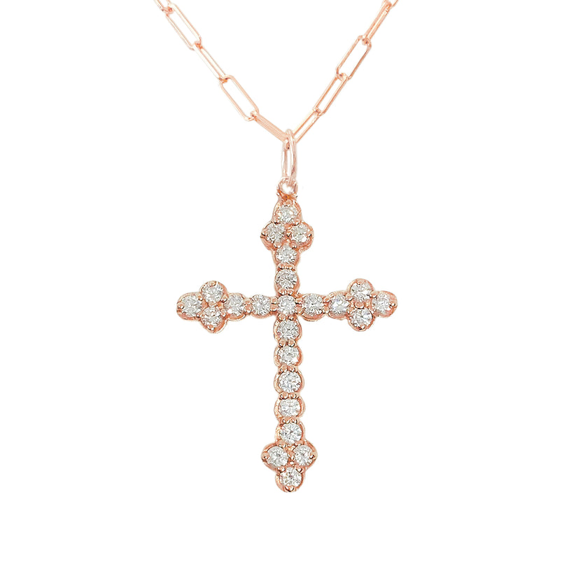 14K Gold Diamond Gothic Trinity Cross Charm Necklace ~ Large Size ...