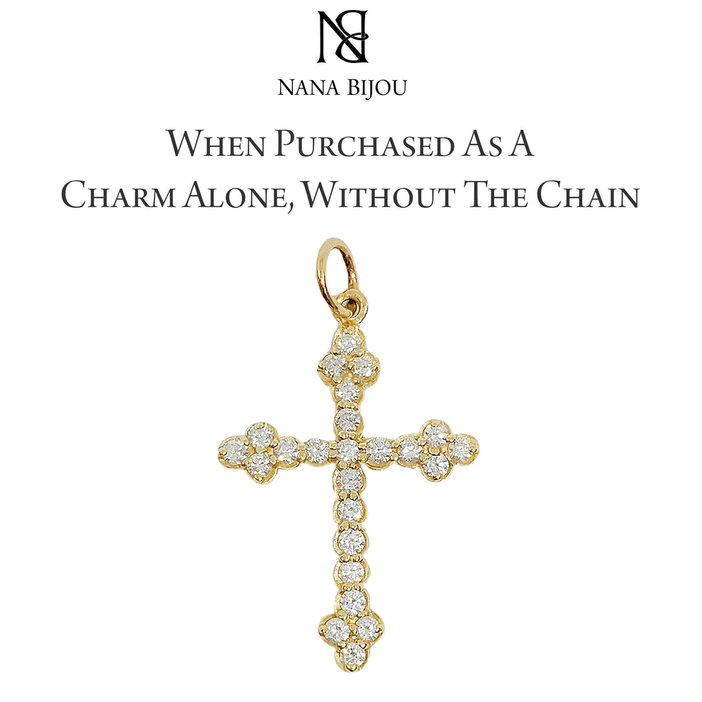 14K Gold Diamond Gothic Trinity Cross Charm Necklace ~ Large Size ...